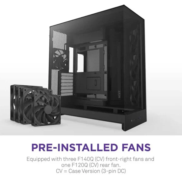 NZXT H9 Flow Dual Chamber Mid Tower ATX Airflow Cabinet Black (CM-H92FB-01)