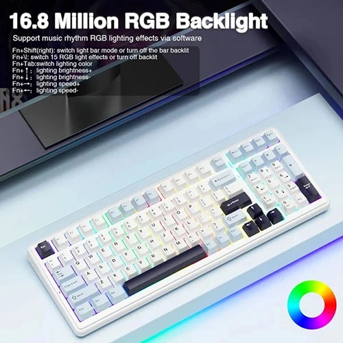 Aula F99 Tri Mode RGB Mechanical Gaming Ice Blue Keyboard with Reaper ...